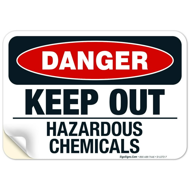 Danger Keep Out Hazardous Chemicals Sign, OSHA Danger Sign, 10x7 Vinyl ...