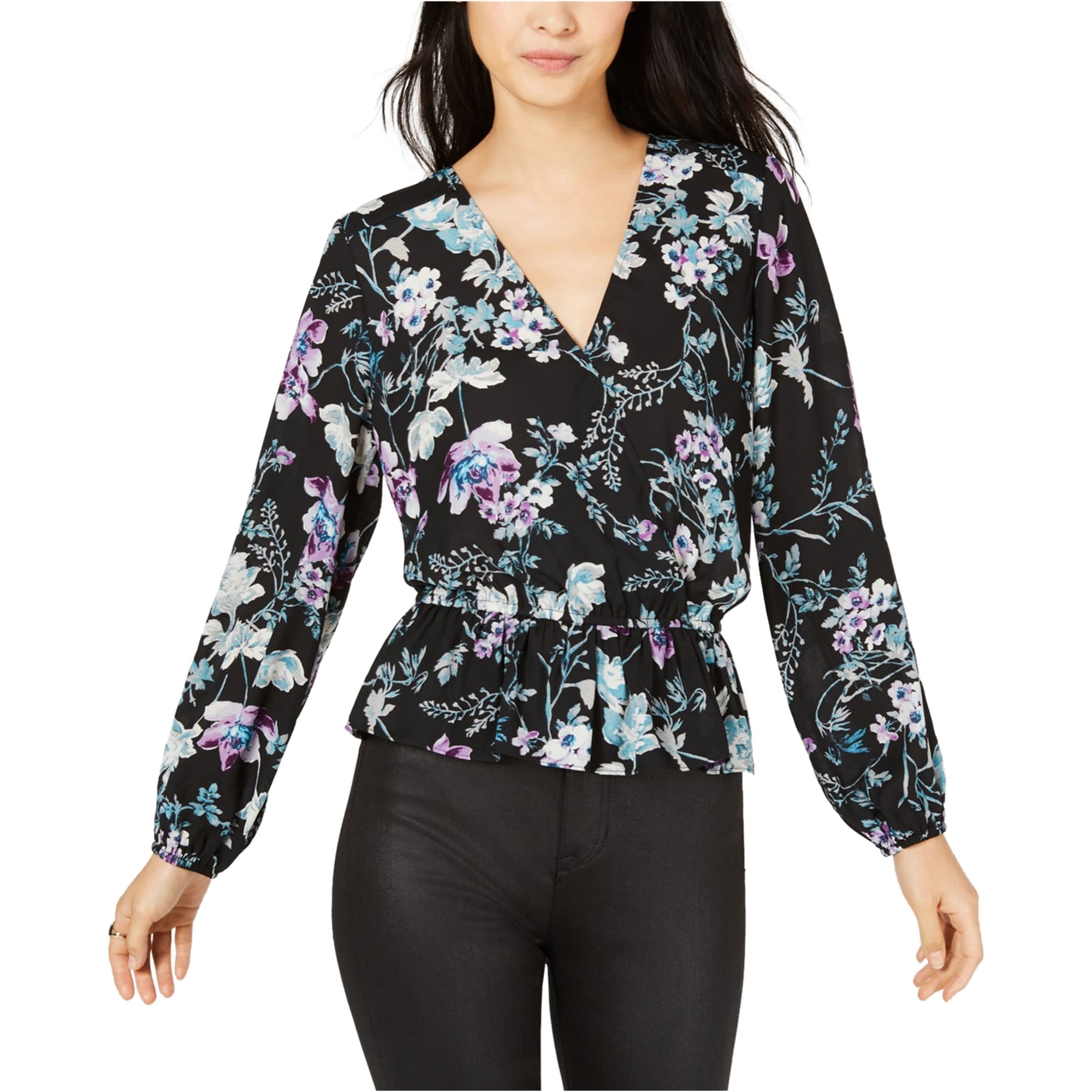 Bar III - bar III Womens Glamour Peplum Blouse, Black, Small - Walmart ...