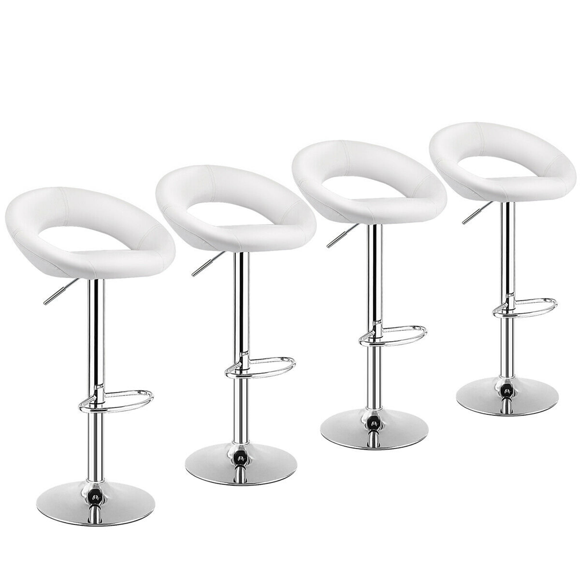 Gymax Set of 4 Adjustable Bar Stools Swivel Pub Chairs Barstools PU ...