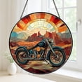 Biker Scene Glass Suncatcher for Window Decor, Open Road Light Catcher ...
