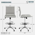 Okeysen Armless Desk Stool Drafting Chair Ergonomic Fabric Office Chair ...