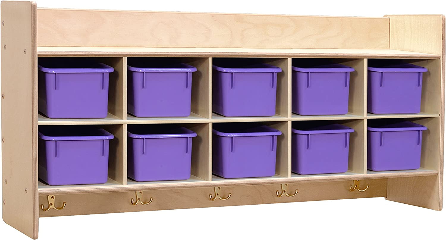 RRI Goods 10 Section Kids Cubby Wall Mounted Shelf Purple Storage ...