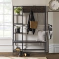 Woven Paths Modern Hall Tree with Bench - 5 Shelves - Walnut - Walmart.com