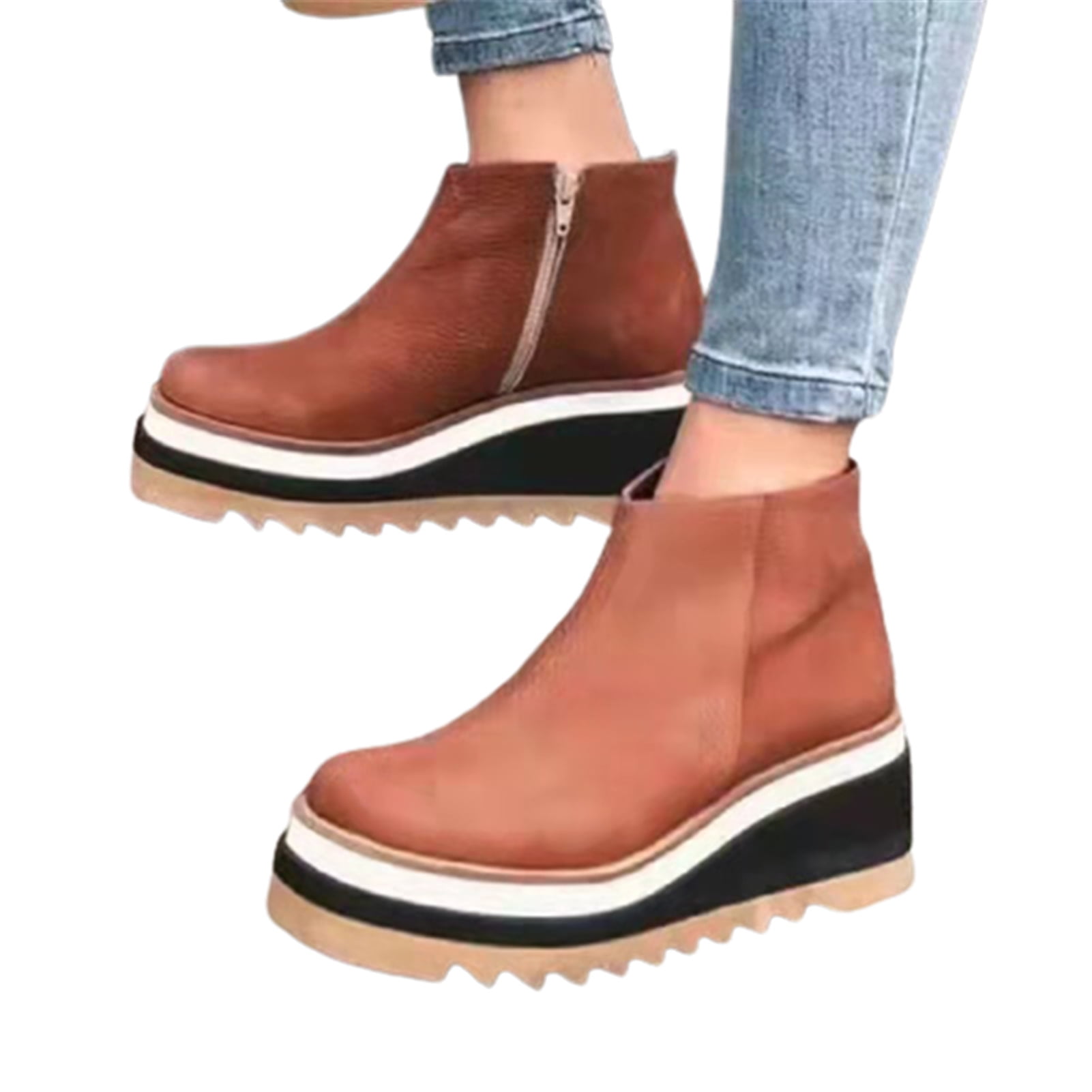 Click here for Ikemiter Womens Platform Boots With Side Zipper Fa... prices