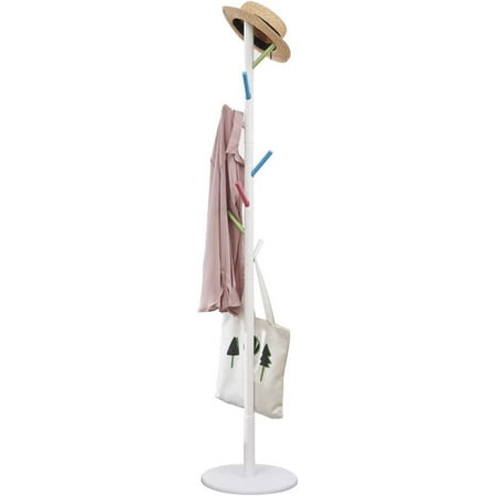 Free Standing Coat Rack 8 Hooks Wood Clothes Hanger Stand Coat Tree ...