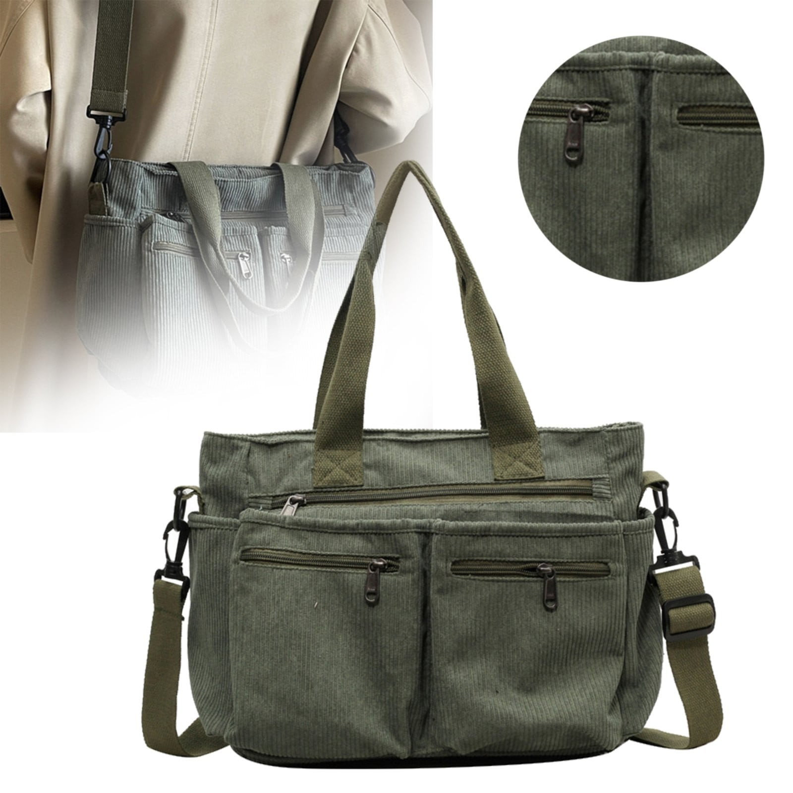 Click here for Green Messenger Bag  Solid Color Corduroy Tote Bag... prices