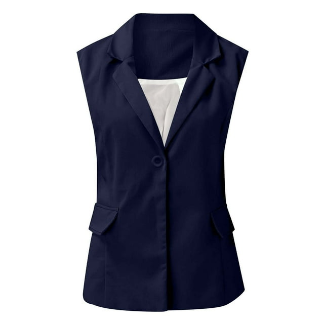Tarmeek Womens Formal Vests Sleeveless Cardigan Vests with Side Pockets ...