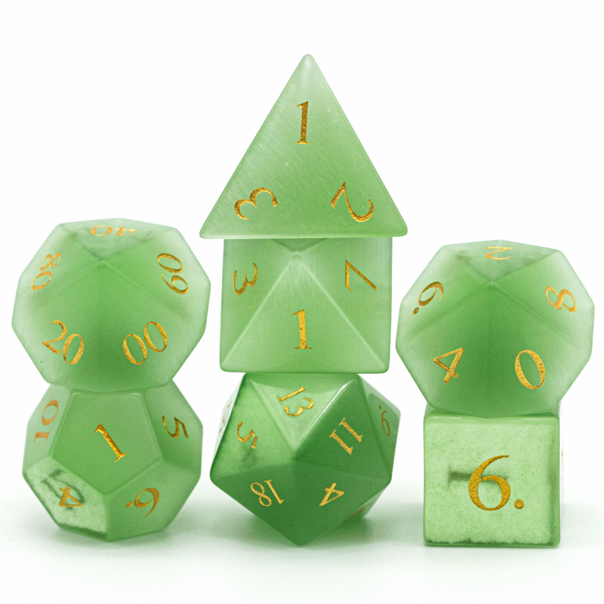 Cusdie Set of 7 Handmade Stone Dice, 16mm Polyhedral Stone D&D Dice Set ...