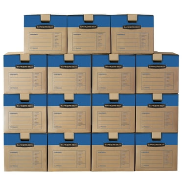Bankers Box "7714203" Smoothmove Classic Small Moving Boxes, 15l X 12w X 10h, Kraft/blue, 10 ...