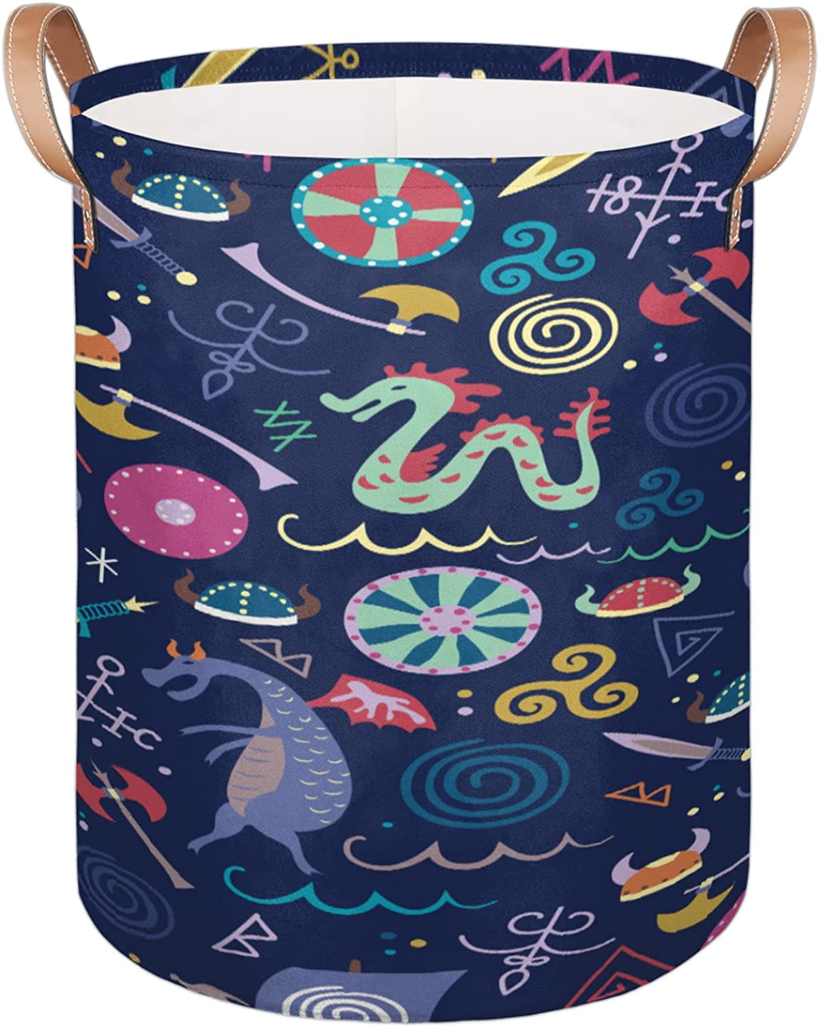 Viking Laundry Basket, Doodle Viking Pattern Laundry Hamper Storage Bin ...