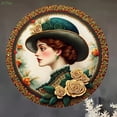 HELLOYOUNG Vintage Lady Aluminum Round Wall Art 8x8 Inch, Elegant ...