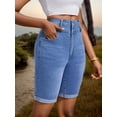 Bermuda Jean Shorts for Women: High Waisted Stretchy Trendy Denim ...