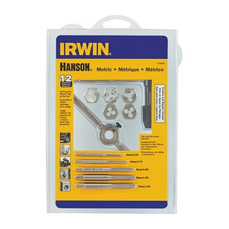Irwin Hanson High Carbon Steel Metric Tap and Die Set 3mm-7mm 12 pc ...