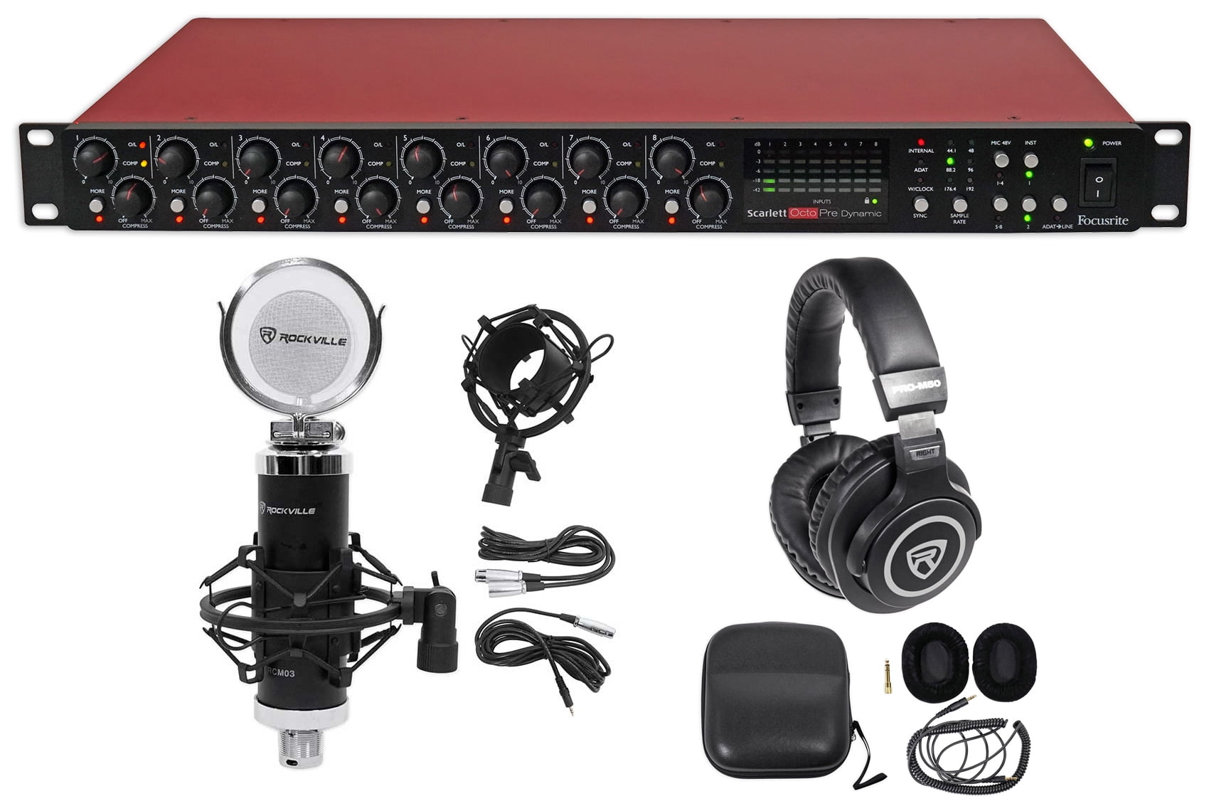 Focusrite Scarlett OctoPre Dynamic Microphone Preamp+Studio Mic+Mount ...