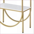 Desks, Modern White High Gloss Writing Desk with 2 Drawers, Gold Metal ...