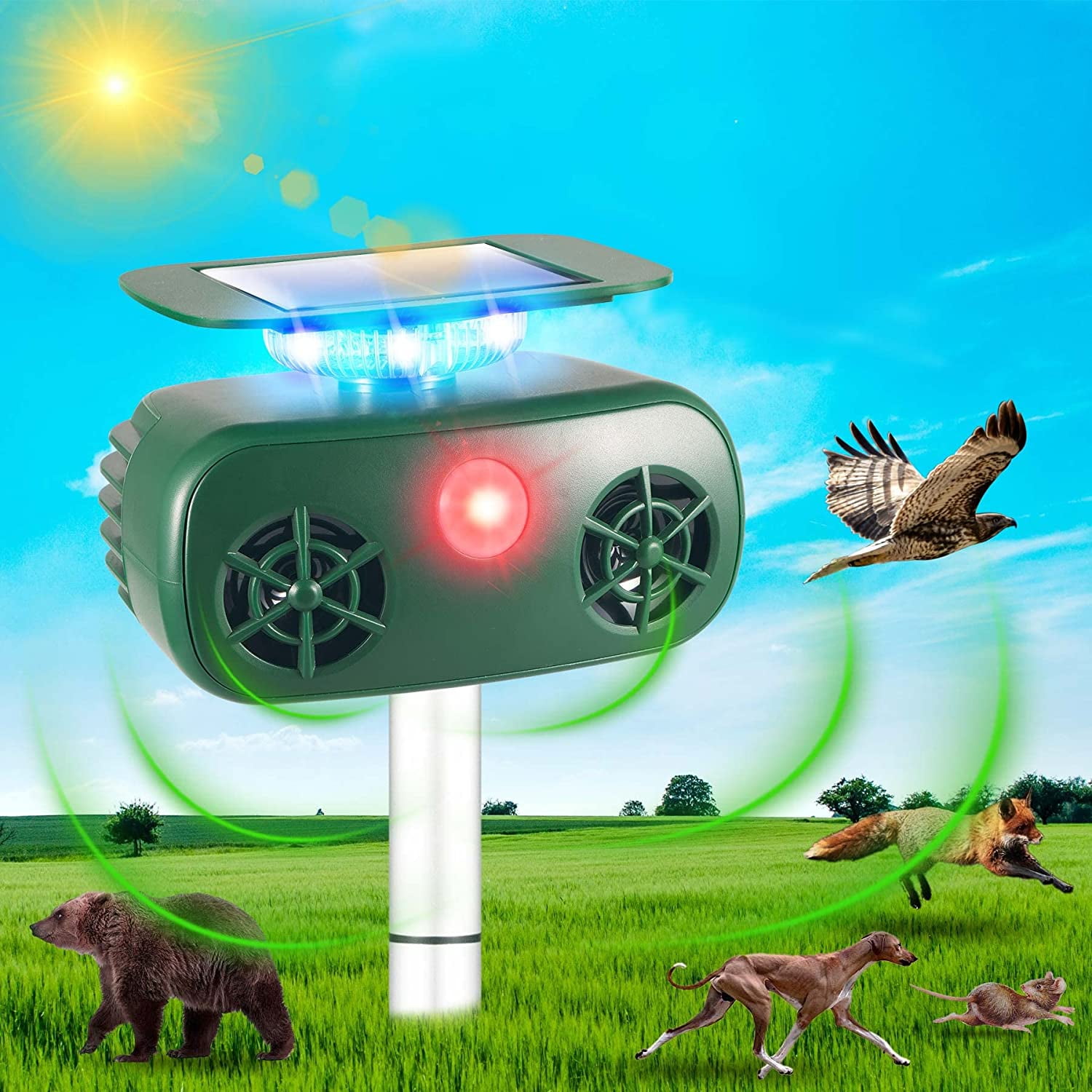 Ultrasonic Animal Deterrent Outdoor Solar Animal Repeller with Motion ...