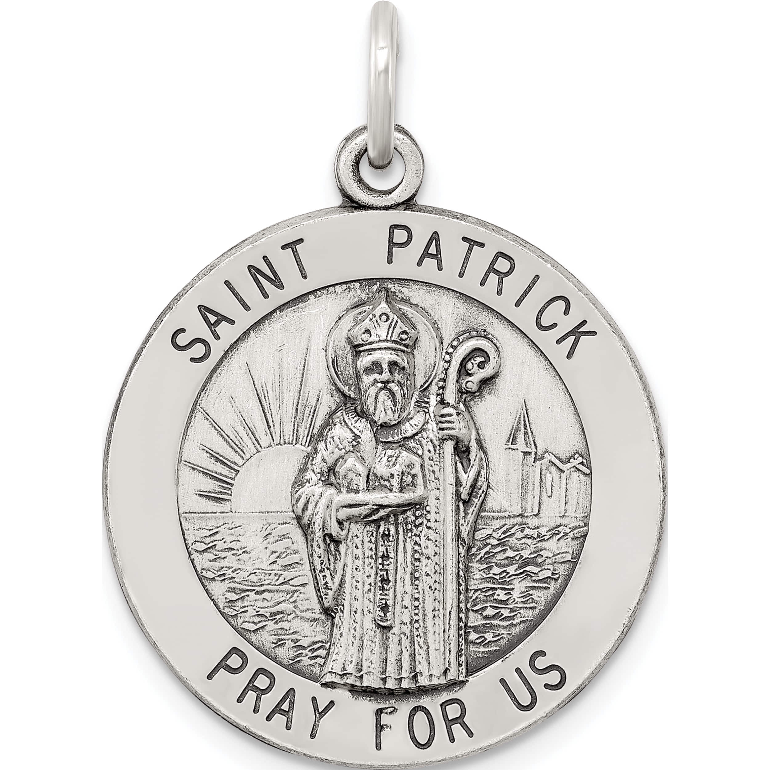 Sterling Silver Antiqued Saint Patrick Medal (31 X 21) Made In United ...