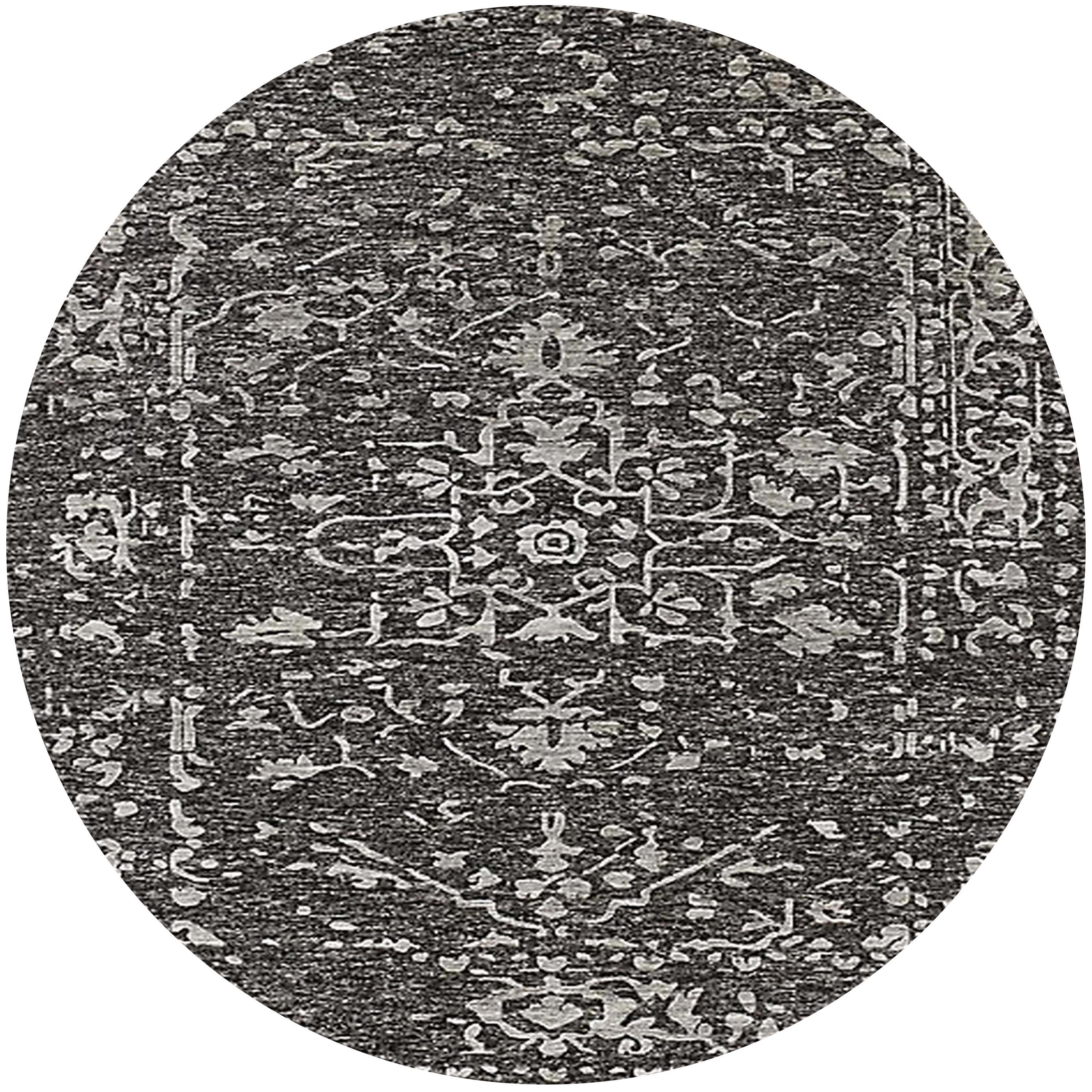 Ahgly Company Indoor Round Mid-Century Modern Charcoal Black Oriental ...