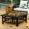 Gymax 32'' 3 in 1 Outdoor Square Fire Pit Table W/ BBQ Grill, Rain ...