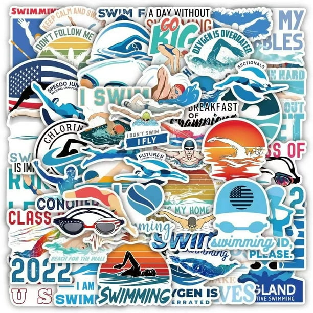 Swimming Stickers |52 Pcs Swimmer Waterproof Vinyl Decals for Water ...