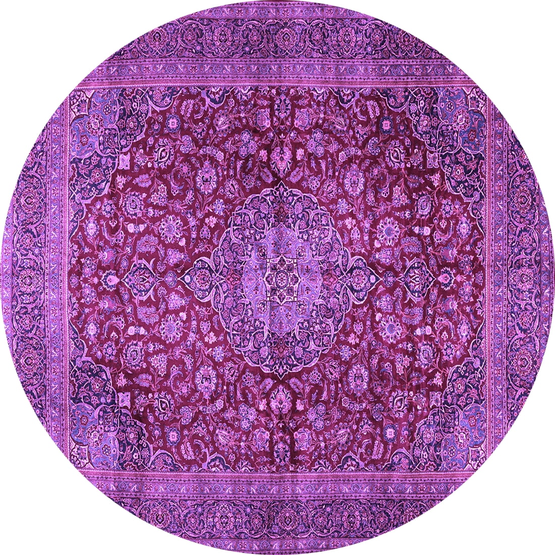 Ahgly Company Indoor Round Medallion Purple Traditional Area Rugs, 5 ...