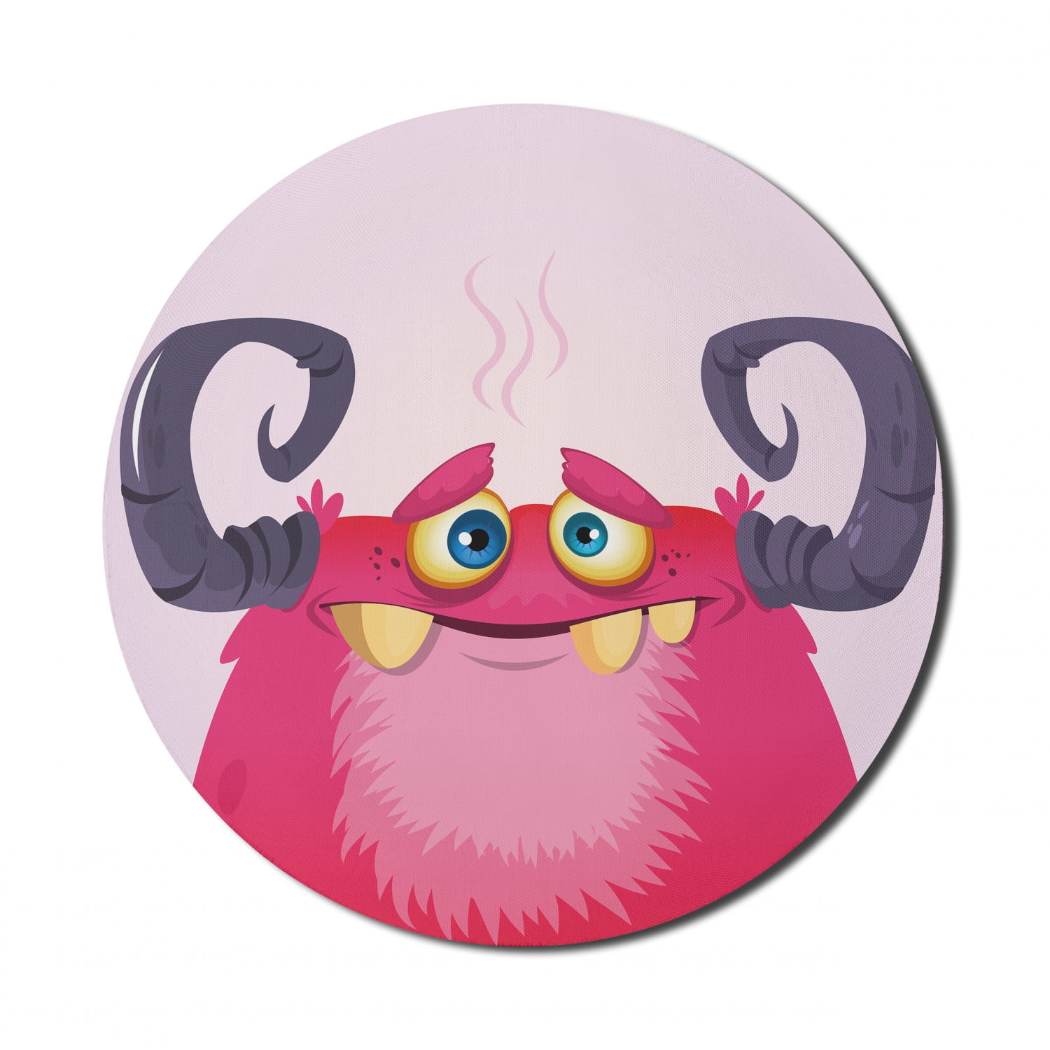 Colorful Mouse Pad for Computers, Design of a Happy Monster with Horns ...