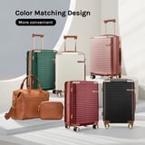 Joyway 3-Piece Carry-On Luggage Set with Swivel TSA Lock and Leather ...