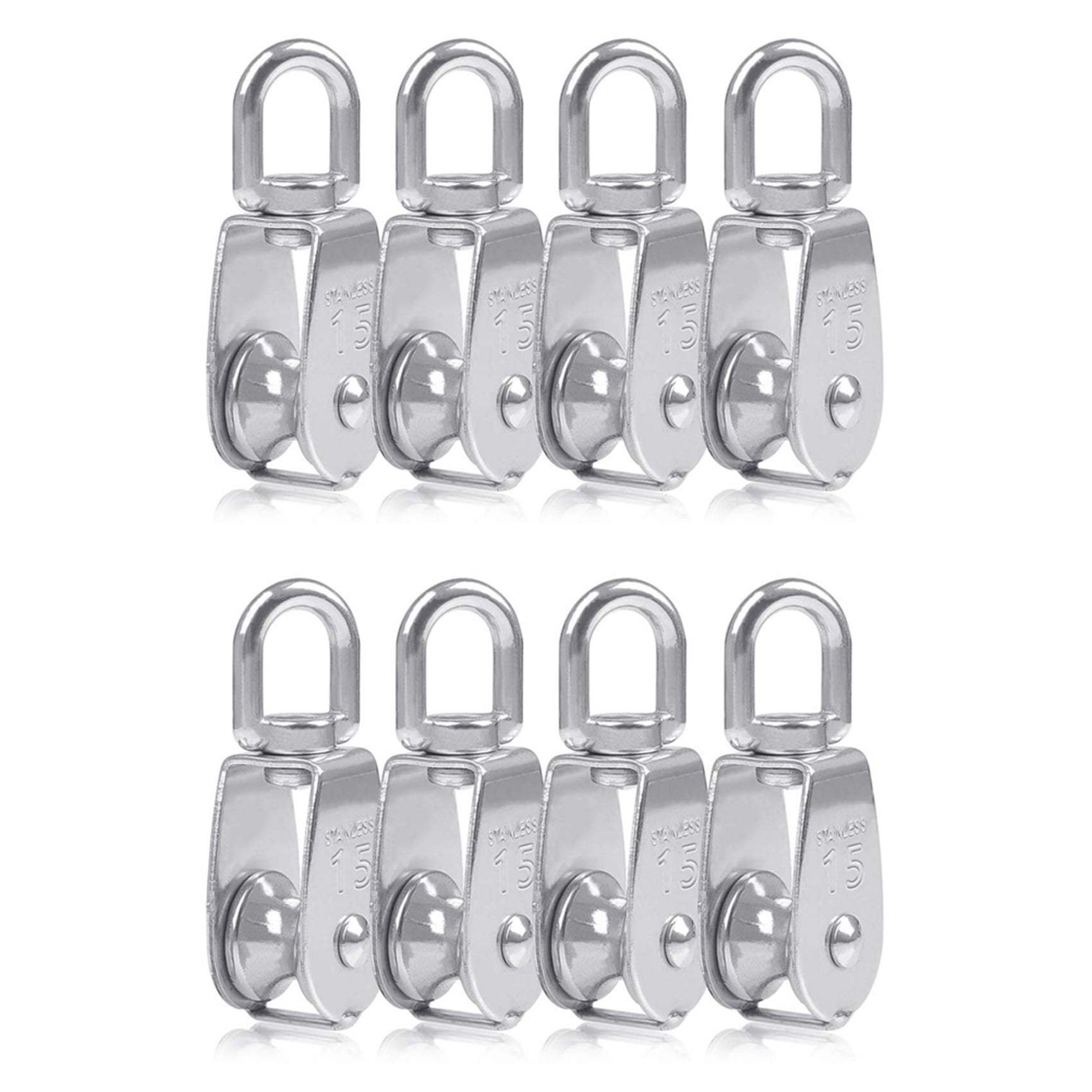 8PCS Single Pulley Block M15 Stainless Steel Small Pulley Roller for ...