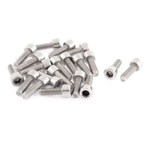 20pcs 0.7mm Pitch M4 x 12mm Stainless Steel Bolts Hex Socket Cap Head ...