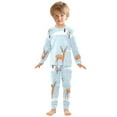 Deers Winter Snow Trees Cotton Pajama Set Long Sleeve Top and Pants ...