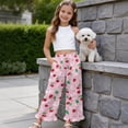 COEQINE Girls High Waisted Wide Leg Pants with Ruffle Hem, Full Length ...