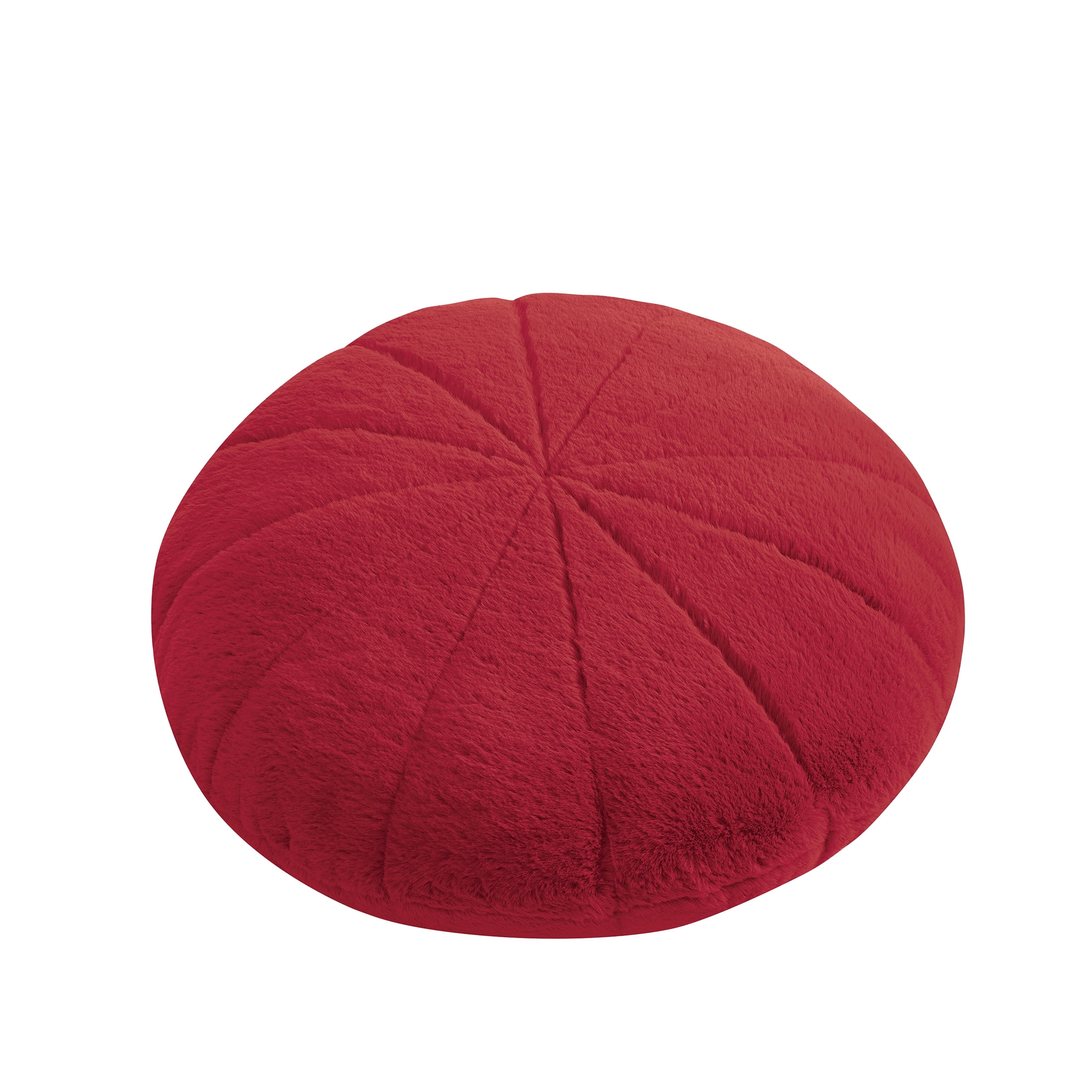 Mainstays Plushy Faux Fur Round Decorative Pillow, 23" x 23", Red ...