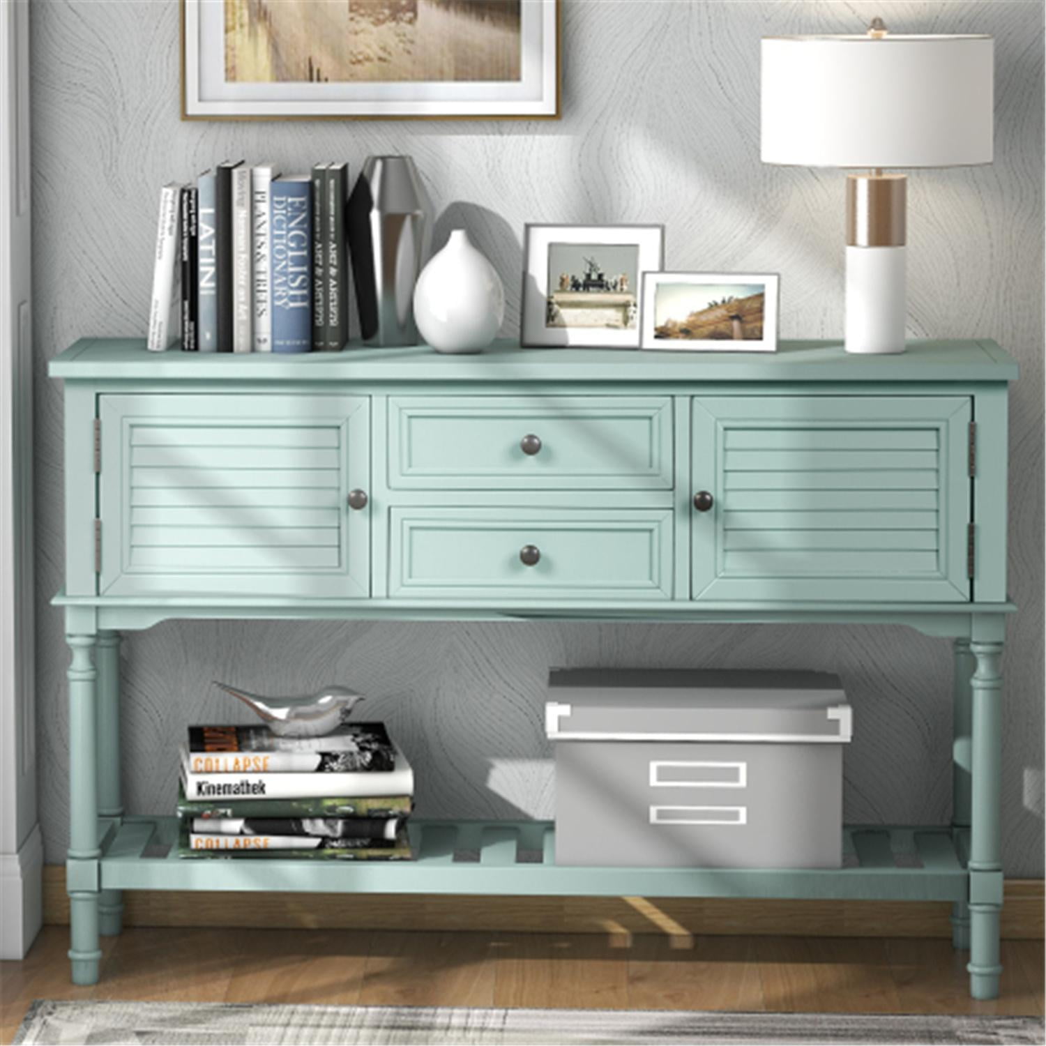Console Table with Drawers and Shelf, Lighht Green - Walmart.com