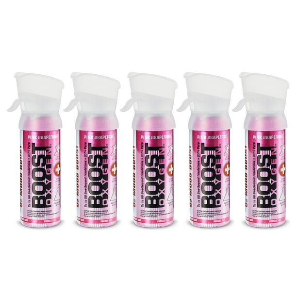 Boost Oxygen Pocket Sized 3 Liter Canned Oxygen, Pink Grapefruit (5 ...