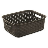 Sterilite Small 11" Long Weave Home Storage Basket Organizer, Espresso ...