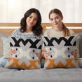 Abstract Art Pillow Covers Set of 4, Blue Black Orange Line Simple Gray ...