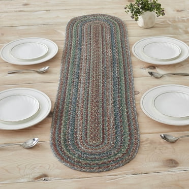 VHC Brands Heritage Farms, Braided Jute Table Runner, Oval, Red Black ...