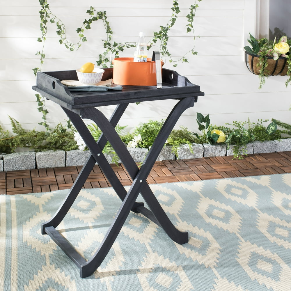 Safavieh Covina Outdoor Tray Table w/ Removable Top - Dark Grey ...