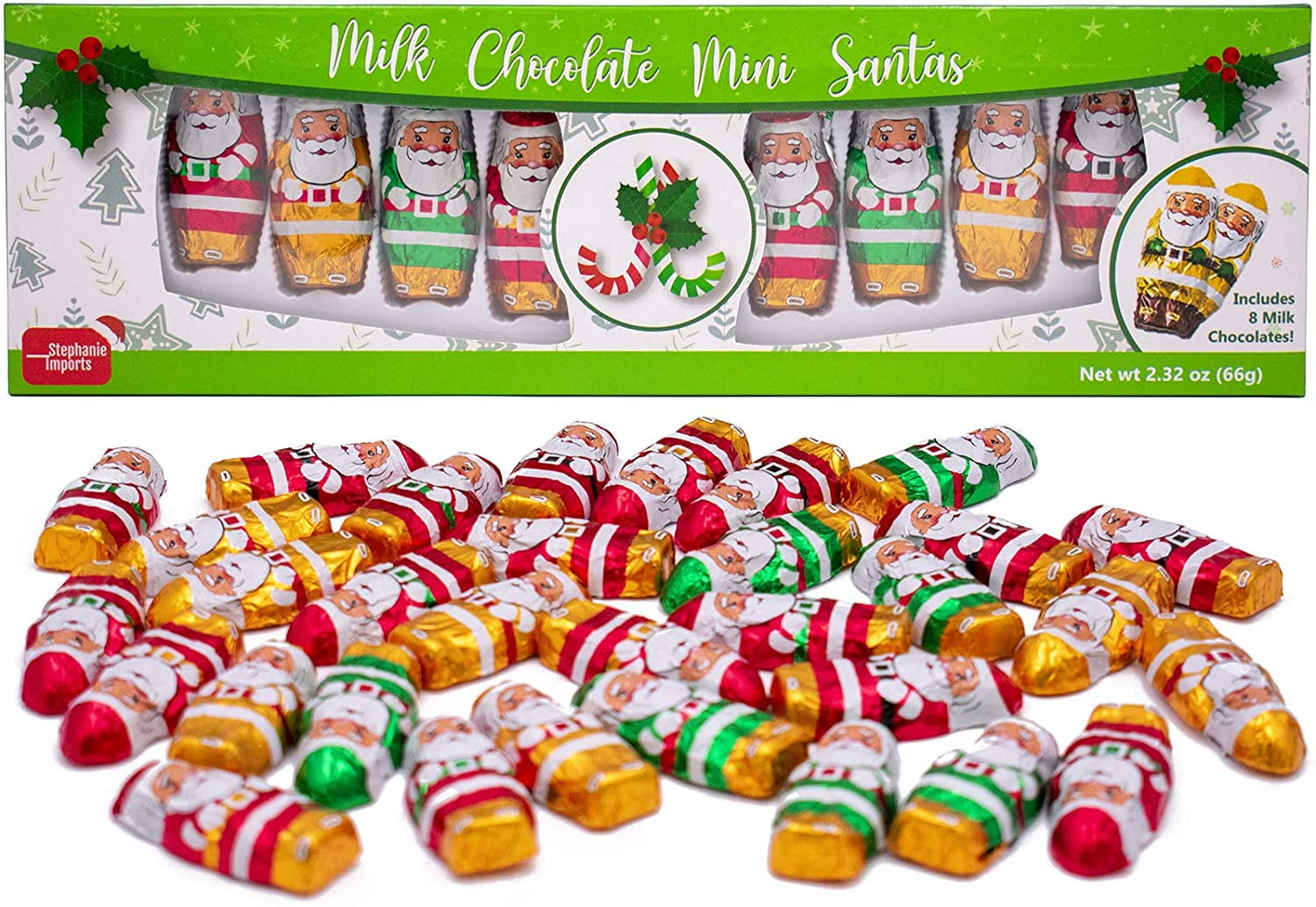 Made in USA Christmas Mini 2" Milk Chocolate Santas Individually ...