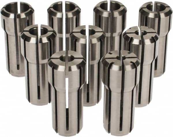 Accupro 9 Piece, 1/8 to 3/8" Capacity, DA200 Double Angle Collet Set ...