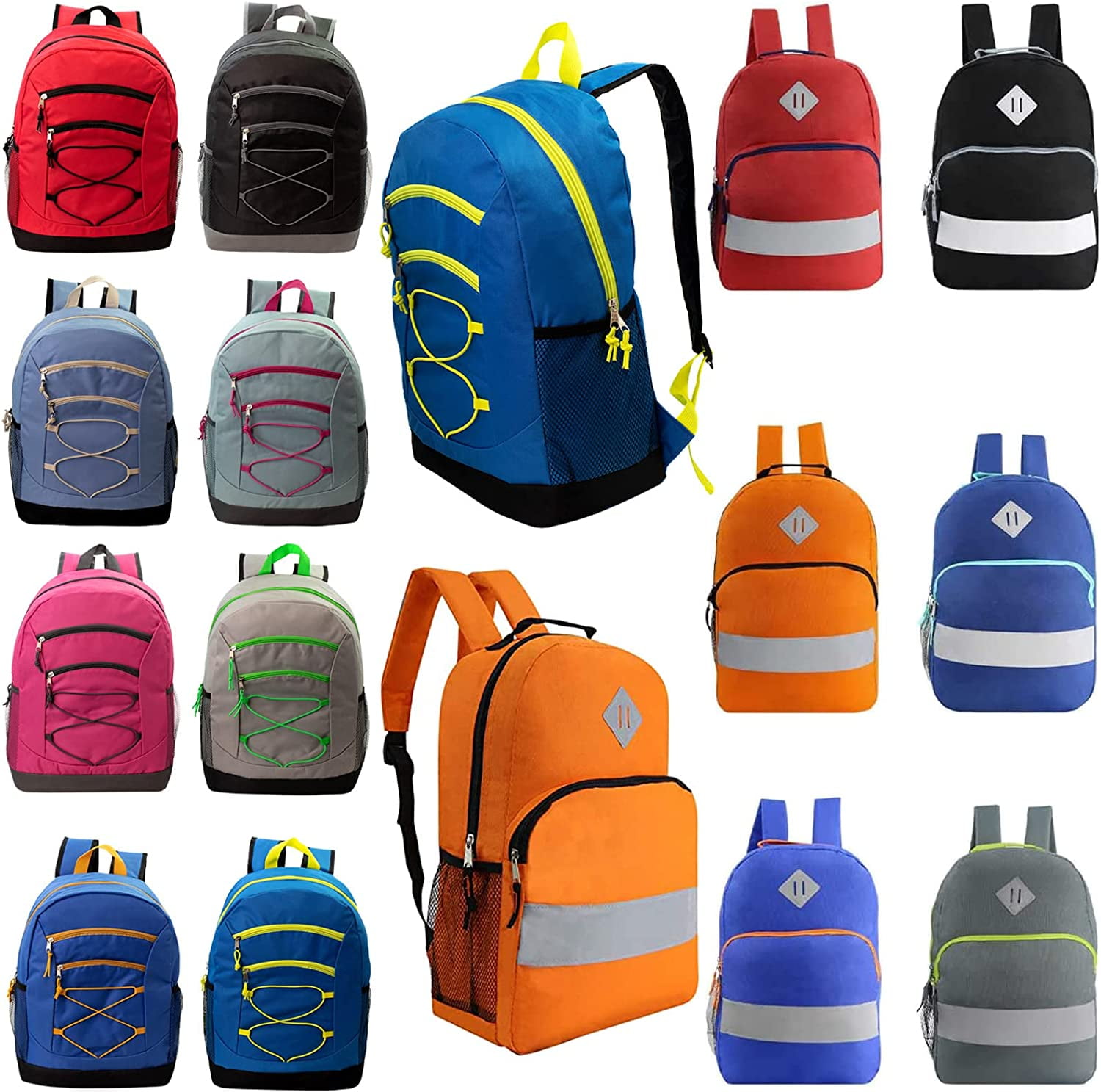 24 Pack - 17" Wholesale Classic Bulk Backpacks - Mega Assortment 14 ...