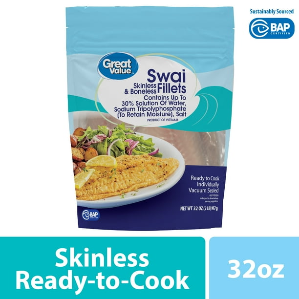 Great Value Frozen Skinless & Boneless Swai Fillets, 2 lb - Walmart.com