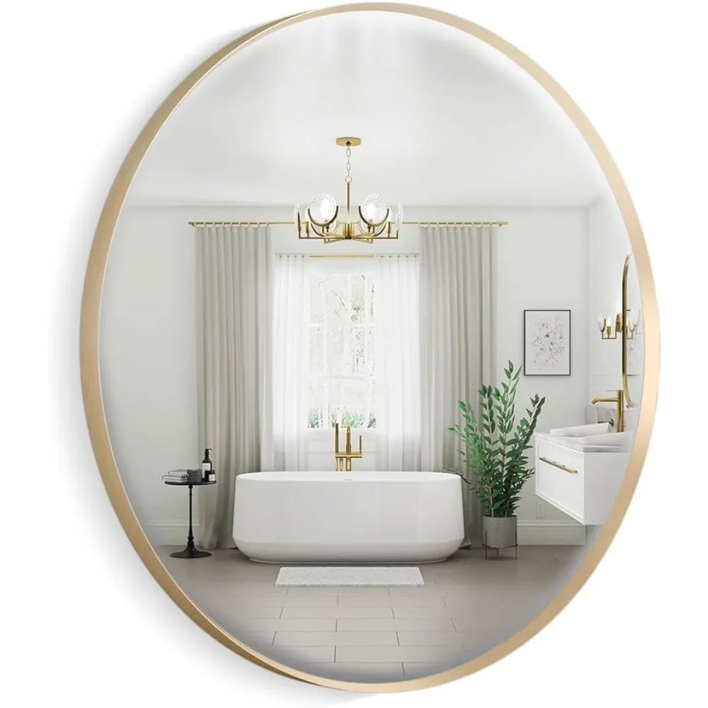 Essential 28" Round Wall Mirror Vanity Mirror With Frame Bathroom ...
