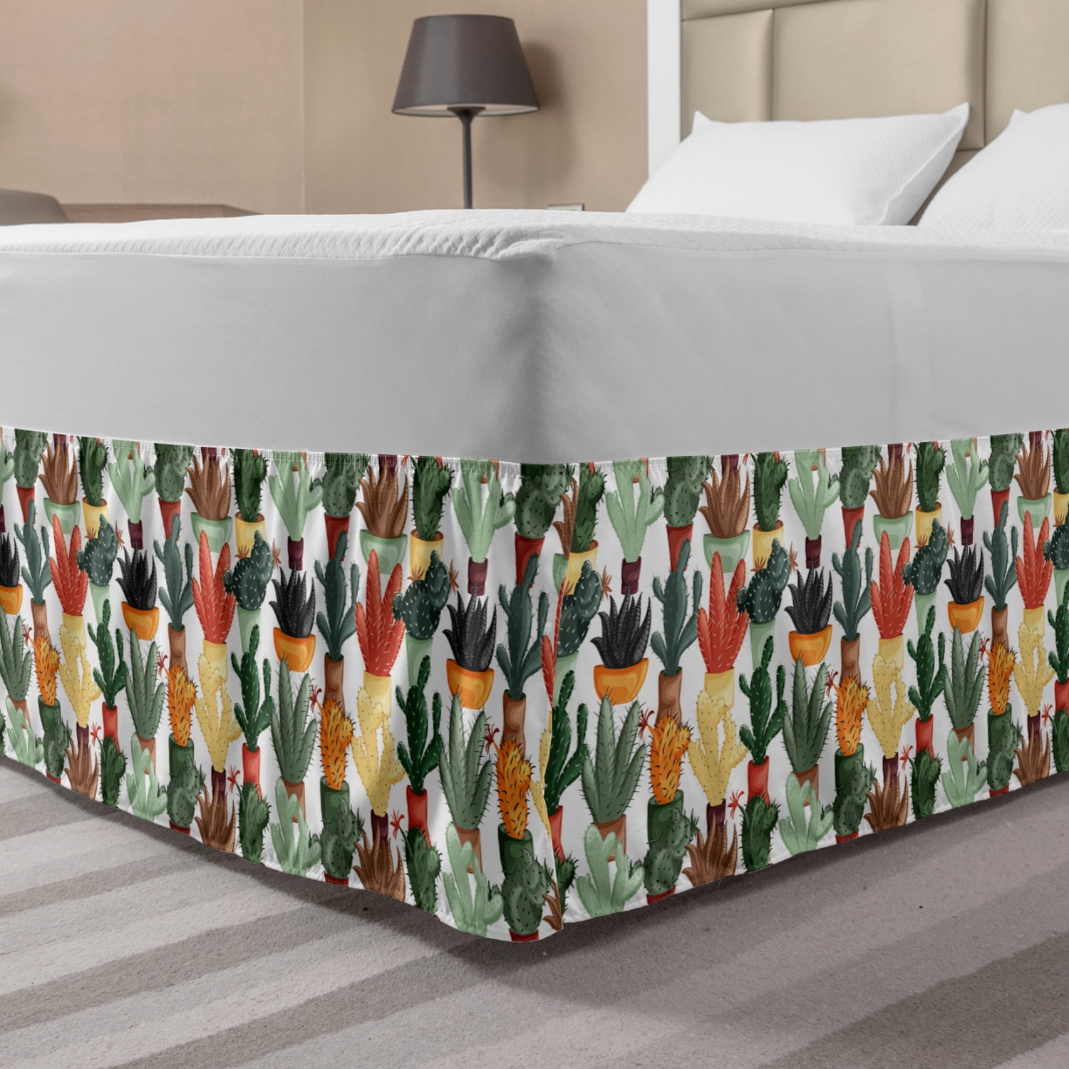 Cactus Bed Skirt, Mexican Succulent in Pots Botanical Themed ...