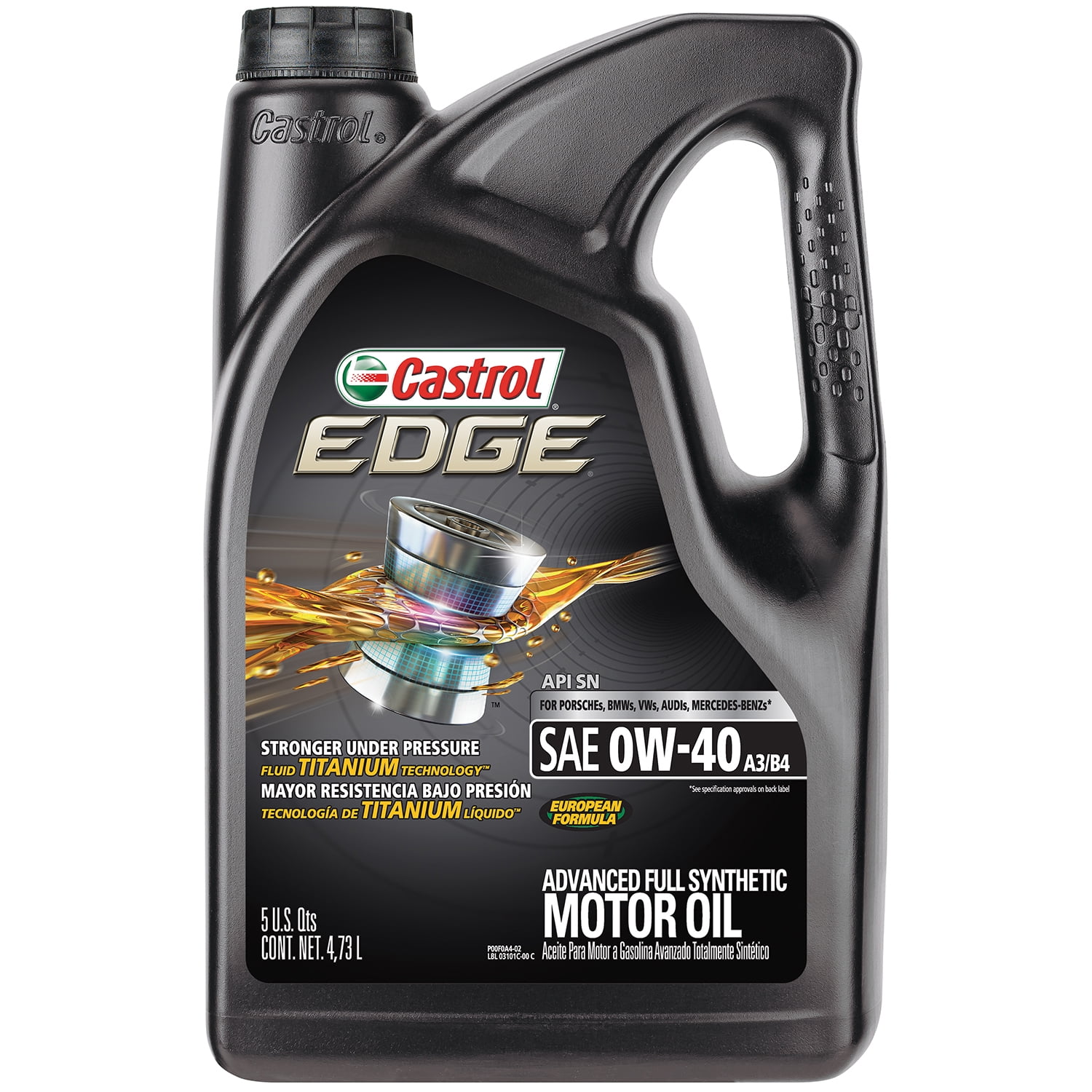 Castrol EDGE 0W 40 A3 B4 Advanced Full Synthetic Motor Oil 5 QT