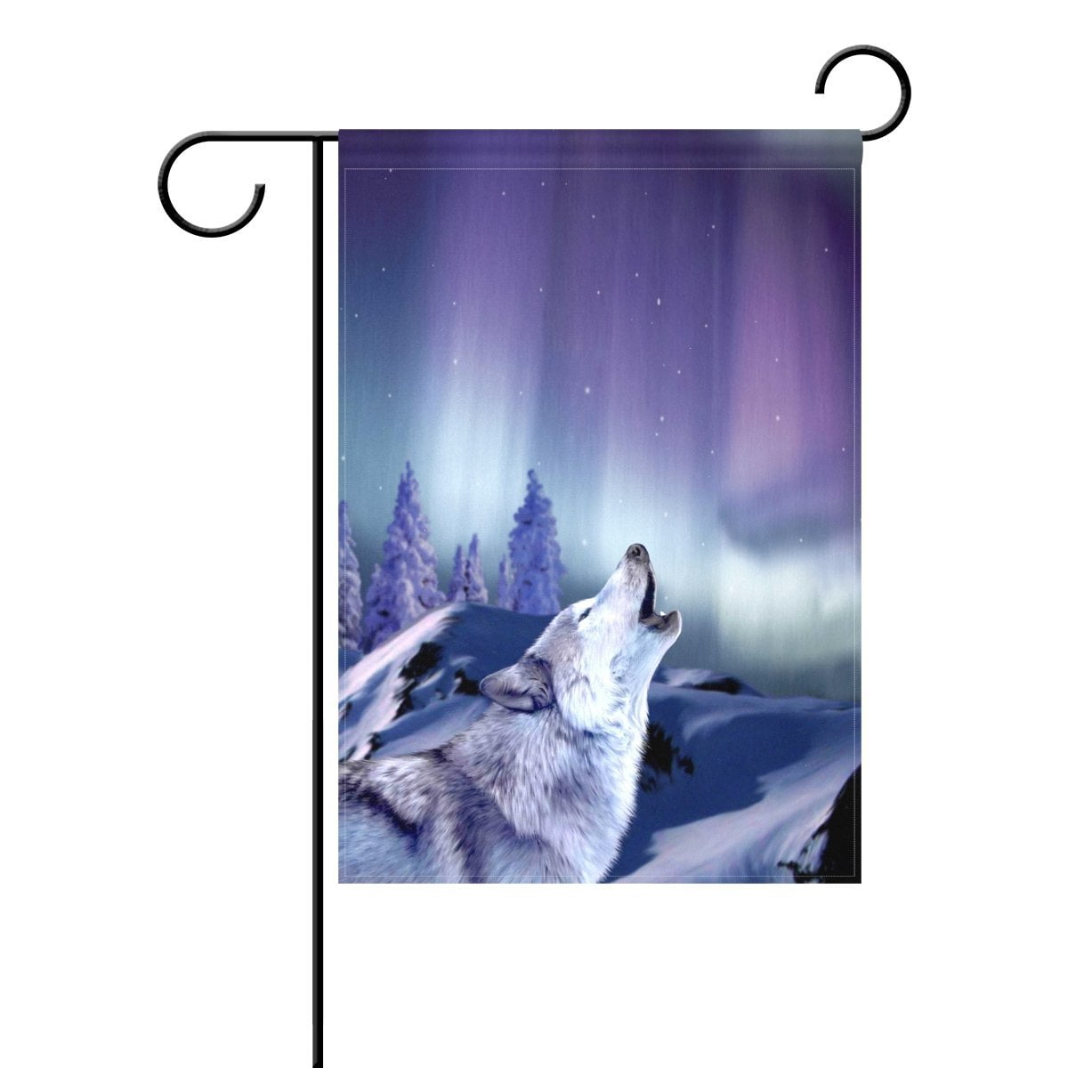 POPCreation Howling Wolf Garden Flag Beautiful Night Purple Outdoor ...