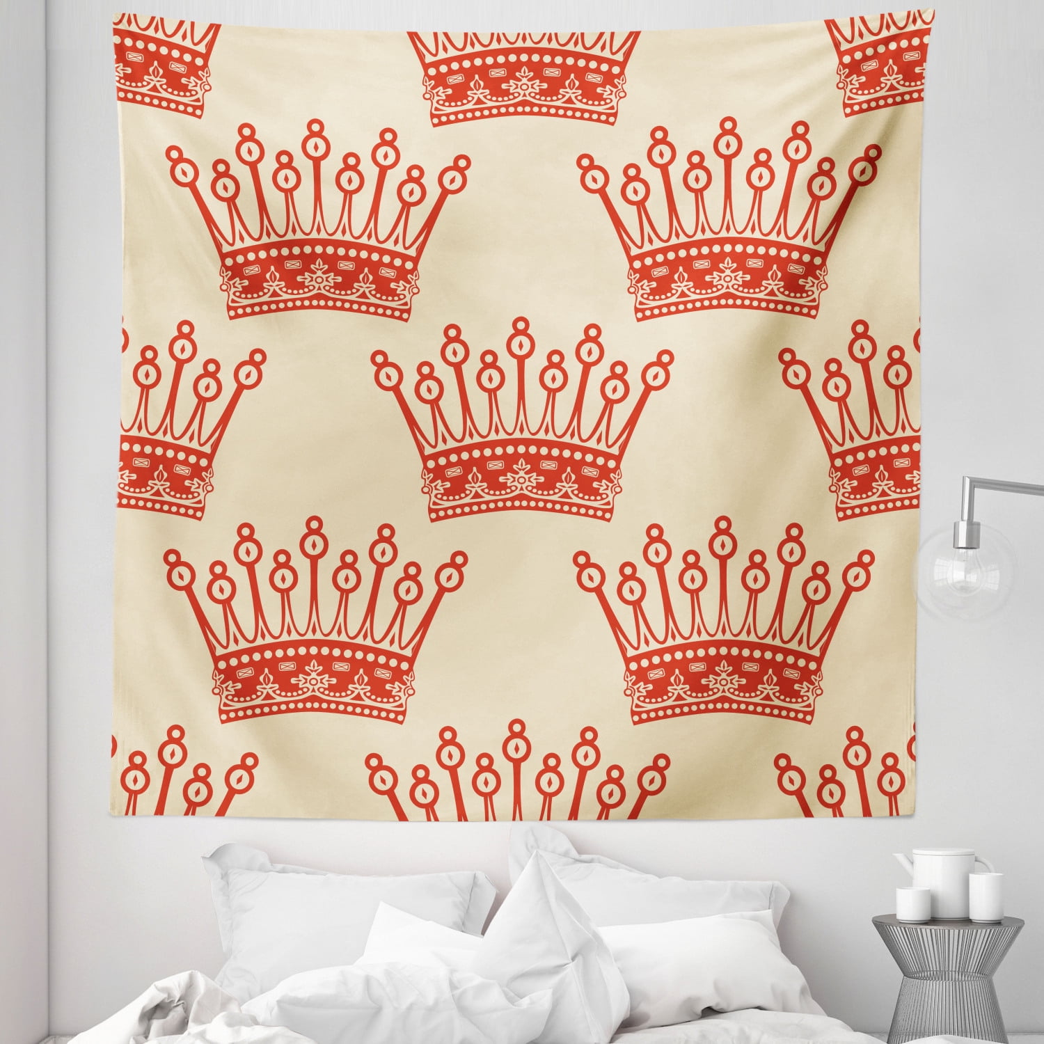 Queen Tapestry, Crowns Pattern Vintage Design Coronation Imperial ...