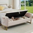 66" Storage Bench for Bedroom King Size,Velvet End of Bed Bench with ...