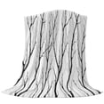 Black Branches Fleece Throw Blanket Abstracts Plant Silhouettes Modern ...