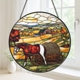 Country Horse Stained Glass Suncatcher Window Decor, Farm Wagon Art ...